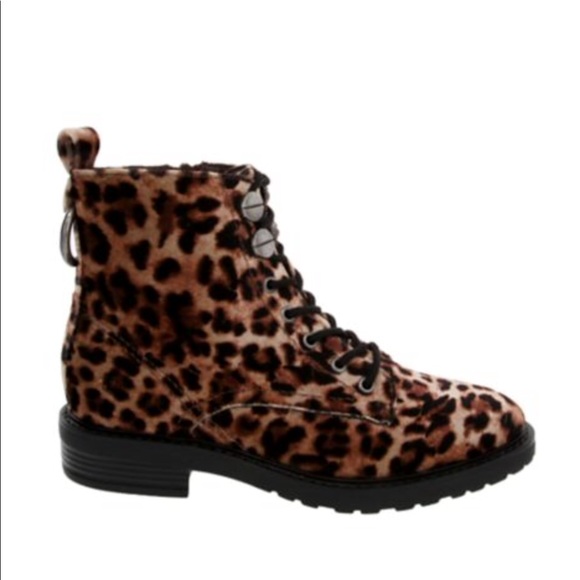 True Craft | Shoes | Leopard Velvet Combat Boots | Poshmark